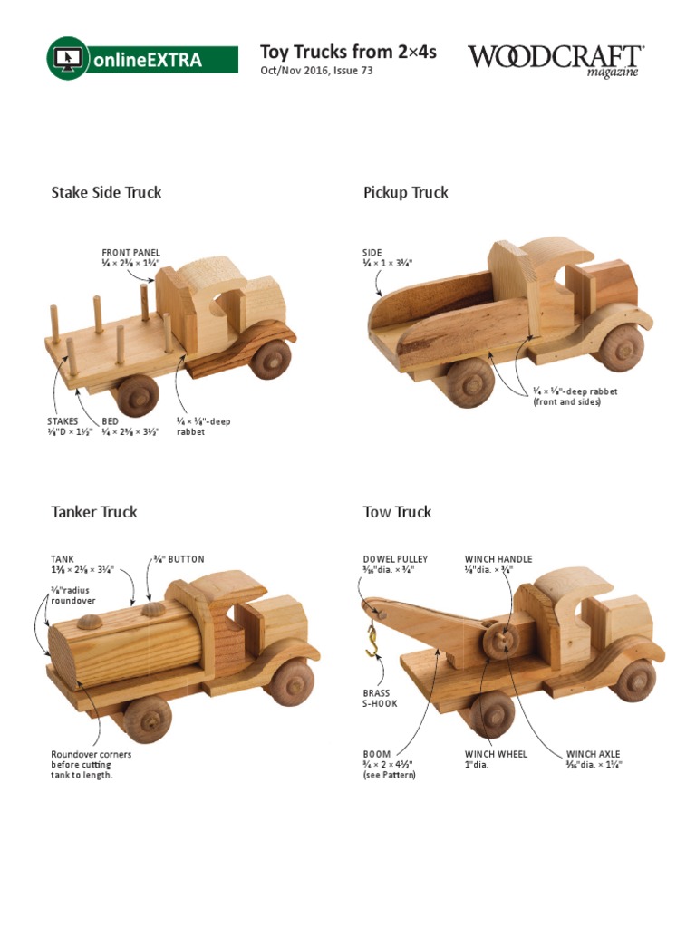 73 Toy Trucks From 2x4s Full Sized Patterns | PDF | Truck | Land Transport