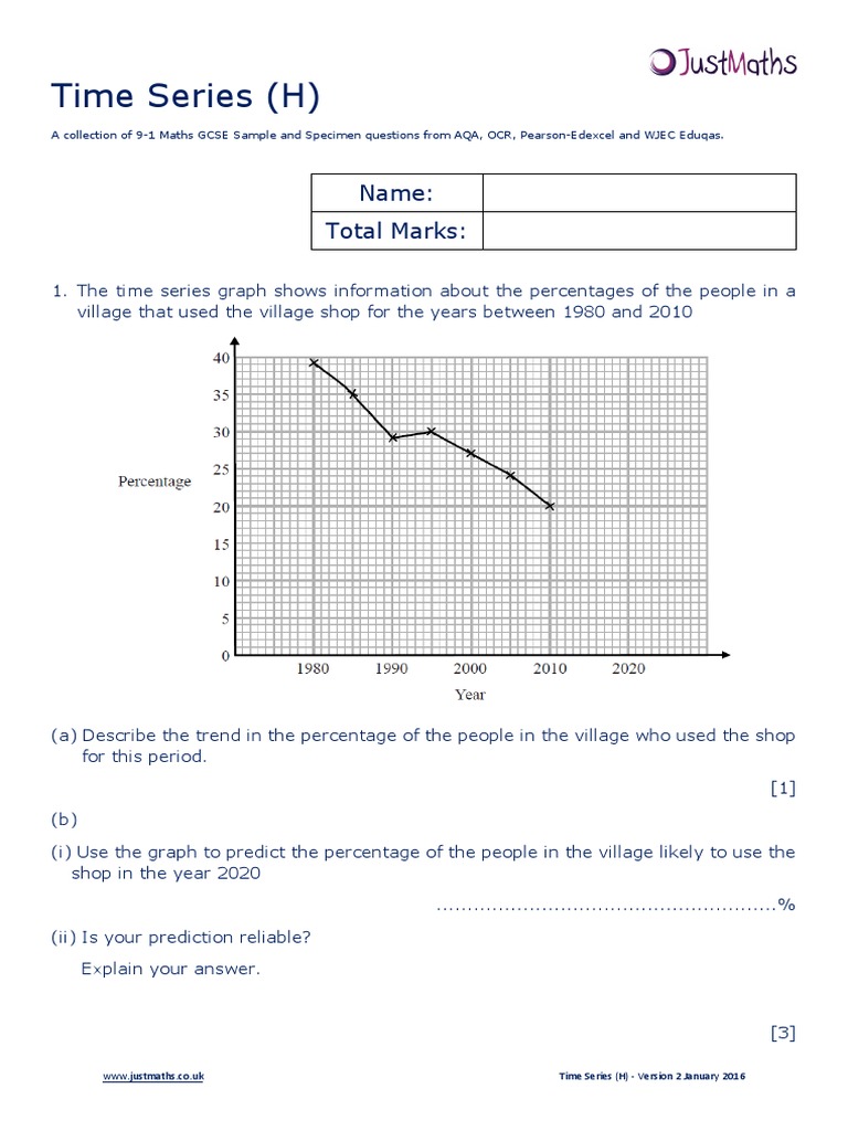 Time Series GCSE Exam Questions | PDF | Time Series | Student ...