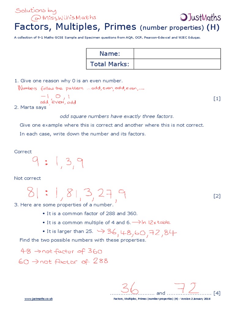 GCSE Maths: Factors, Multiples, Primes | PDF | Prime Number | Numbers