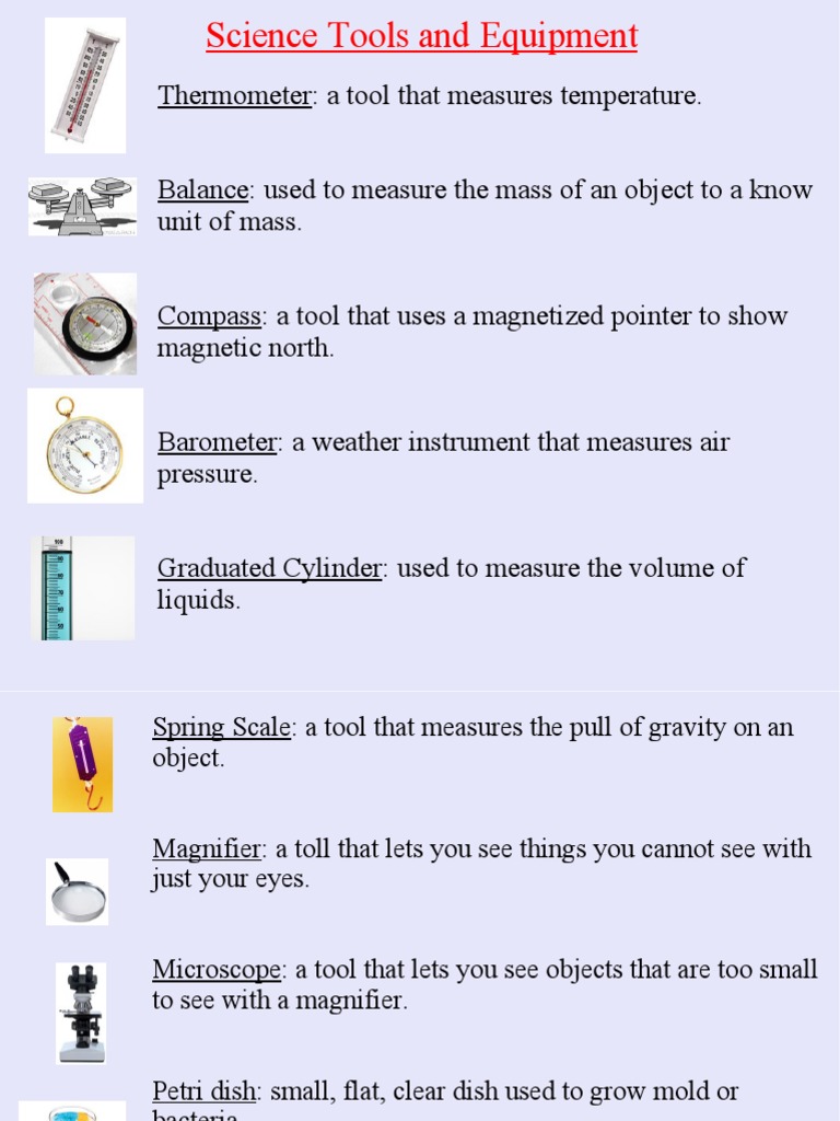 Essential Science Tools and Their Uses | PDF