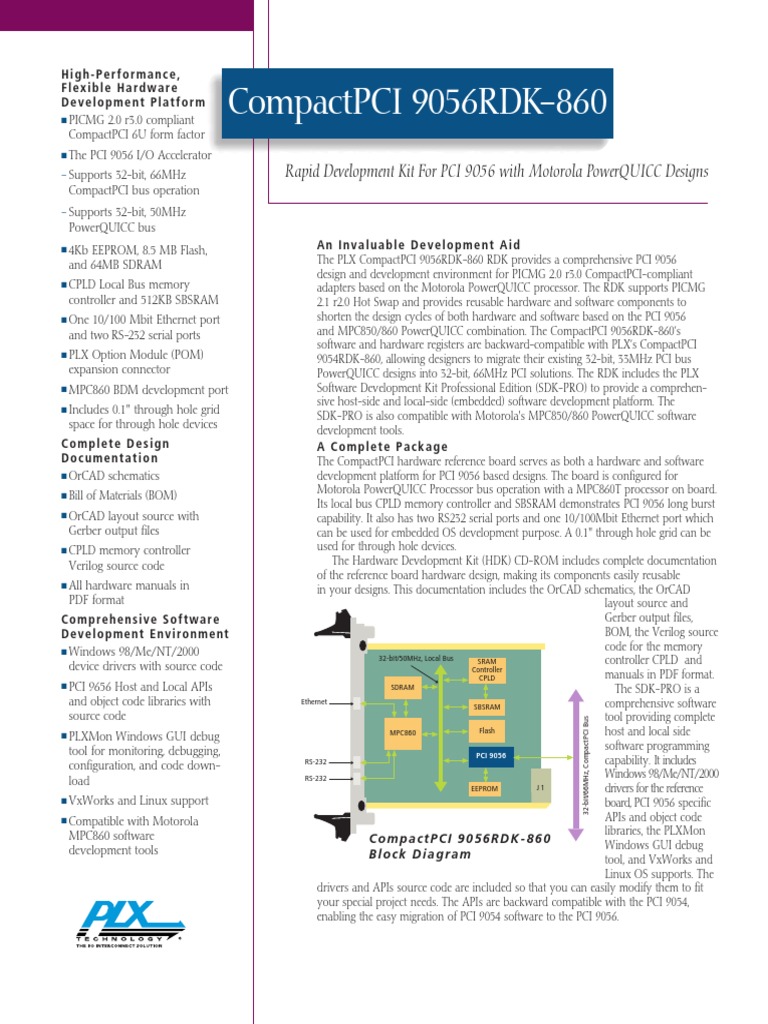 Compactpci 9056Rdk-860: Rapid Development Kit For Pci 9056 With ...