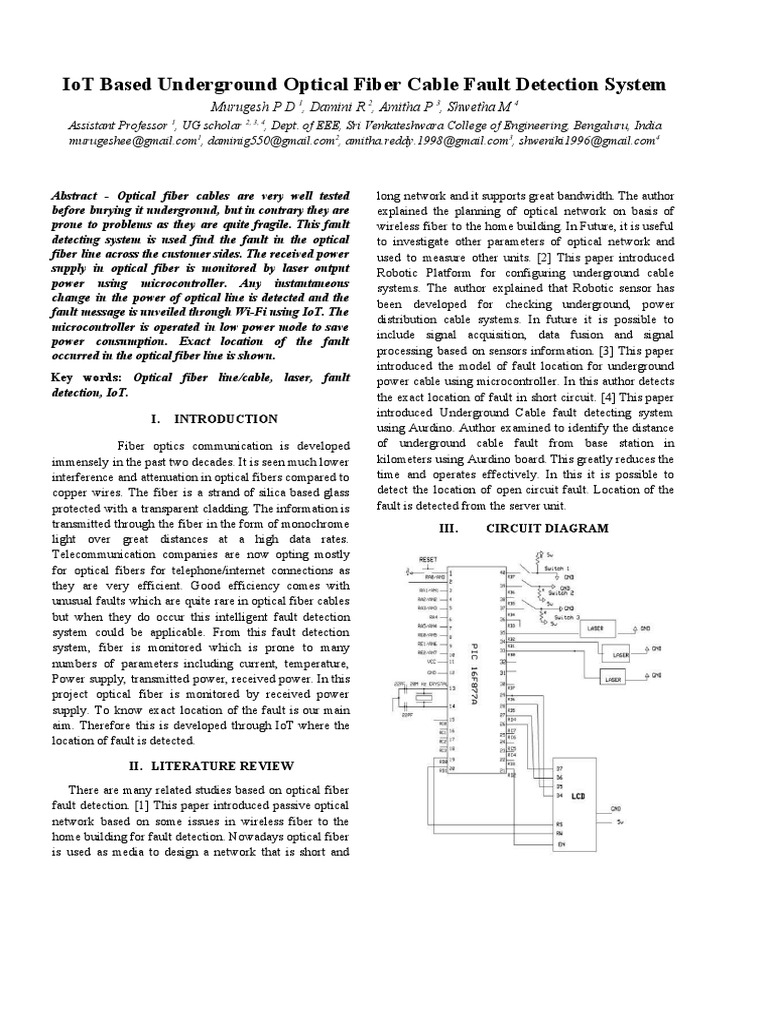 Iot Based Underground Optical Fiber Cable Fault Detection System | PDF ...