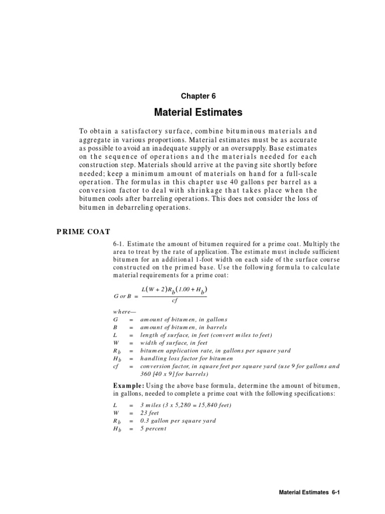 Bitumen Estimation for Road Construction | PDF | Asphalt | Volume
