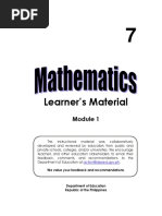 Grade 7 Math Learning Module, First Quarter | PDF | Subtraction ...