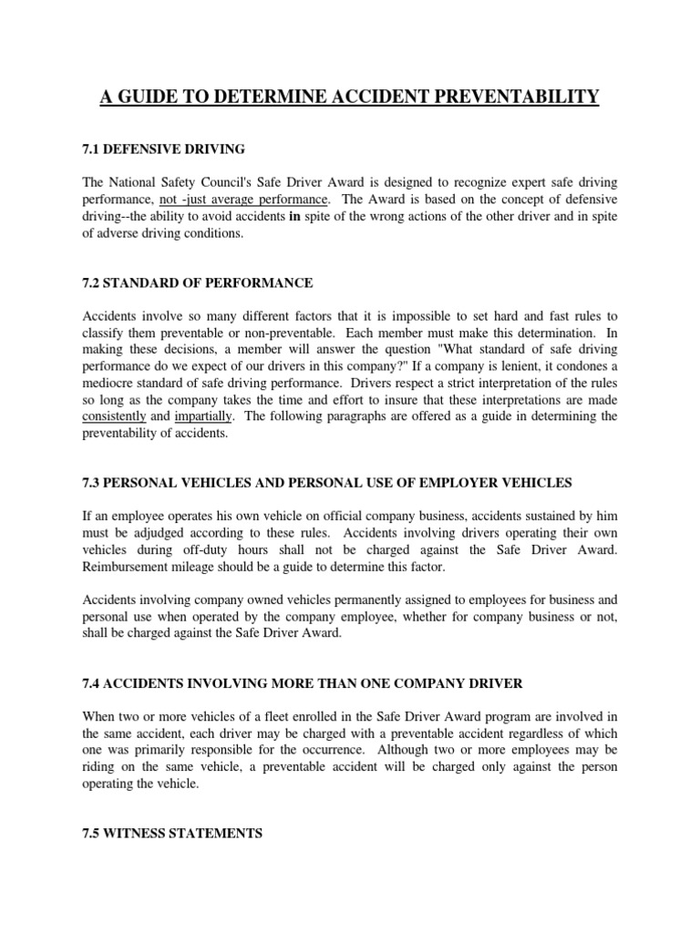 A Guide To Determine Accident Preventability | PDF | Traffic | Traffic ...