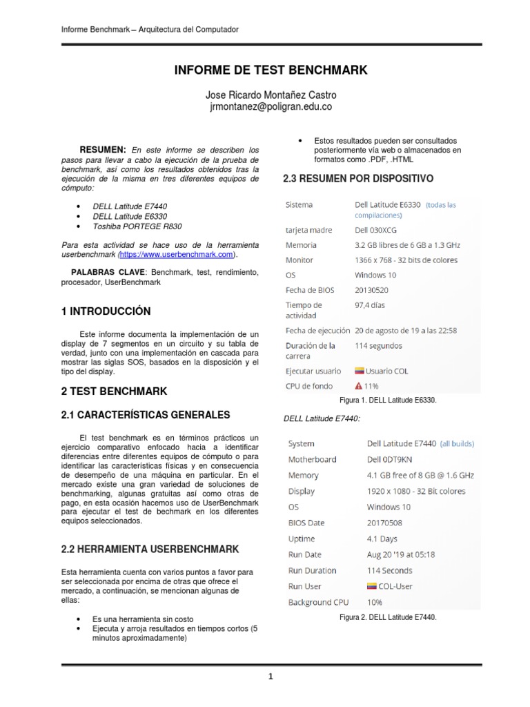 Informe Benchmark - Jose Ricardo Montañez Castro - IEE | PDF ...