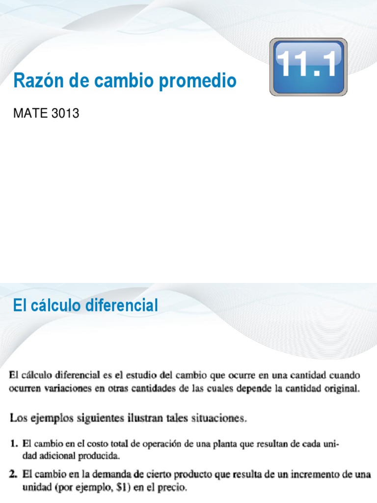 Mate 3013 Razon de Cambio Promedio | PDF | Pendiente | División ...