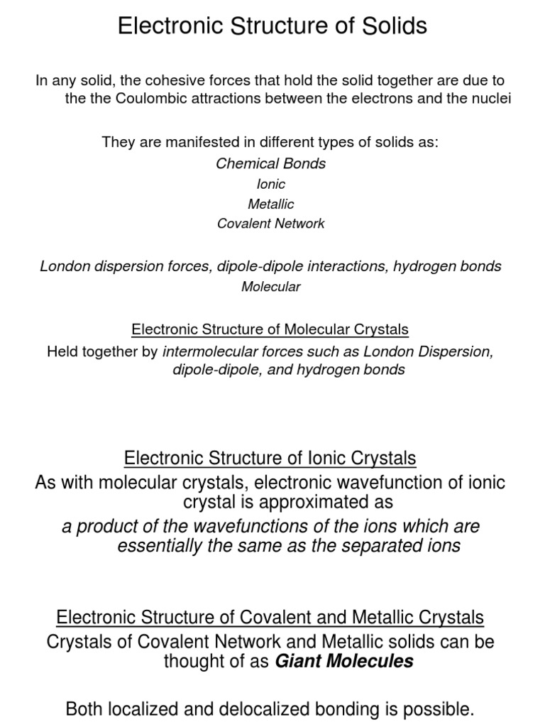 Electronic Structure of Solids: Chemical Bonds | PDF | Molecular ...