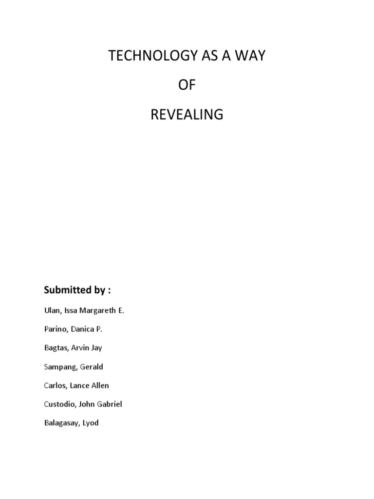 Technology As A Way of Reavealing | PDF