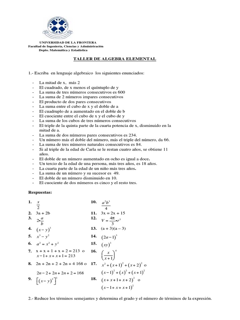 Álgebra Elemental | PDF | Teoría de los números | Números