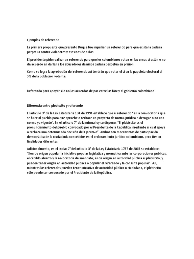 Ejemplos de Referendo | PDF