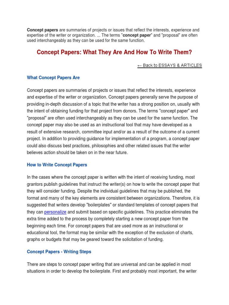 Concept Papers: What They Are and How To Write Them? | PDF | Writers ...