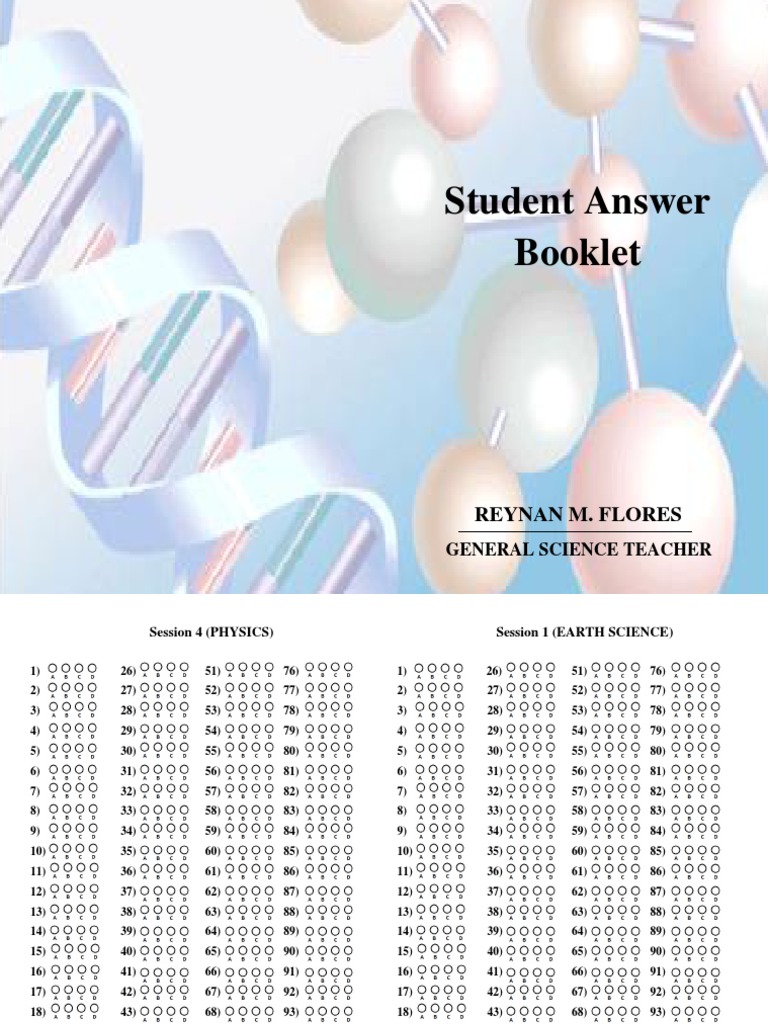 Student Answer Booklet | PDF | Science | Learning