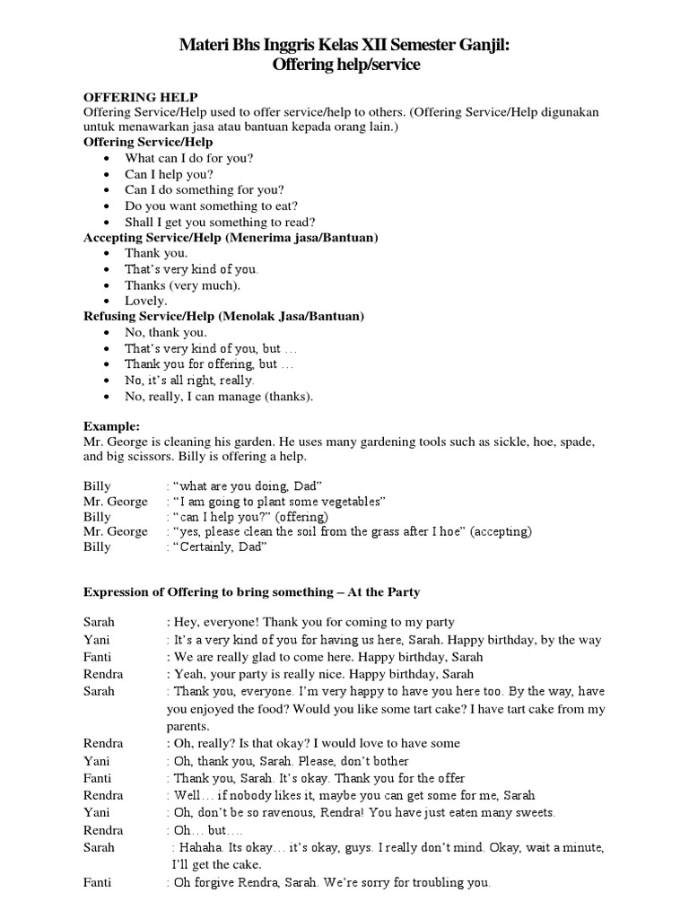 Offering Help in English: Key Phrases | PDF