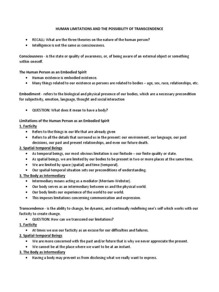 Philosophy of Human Person Lecture #3 - Human Limitations and The ...