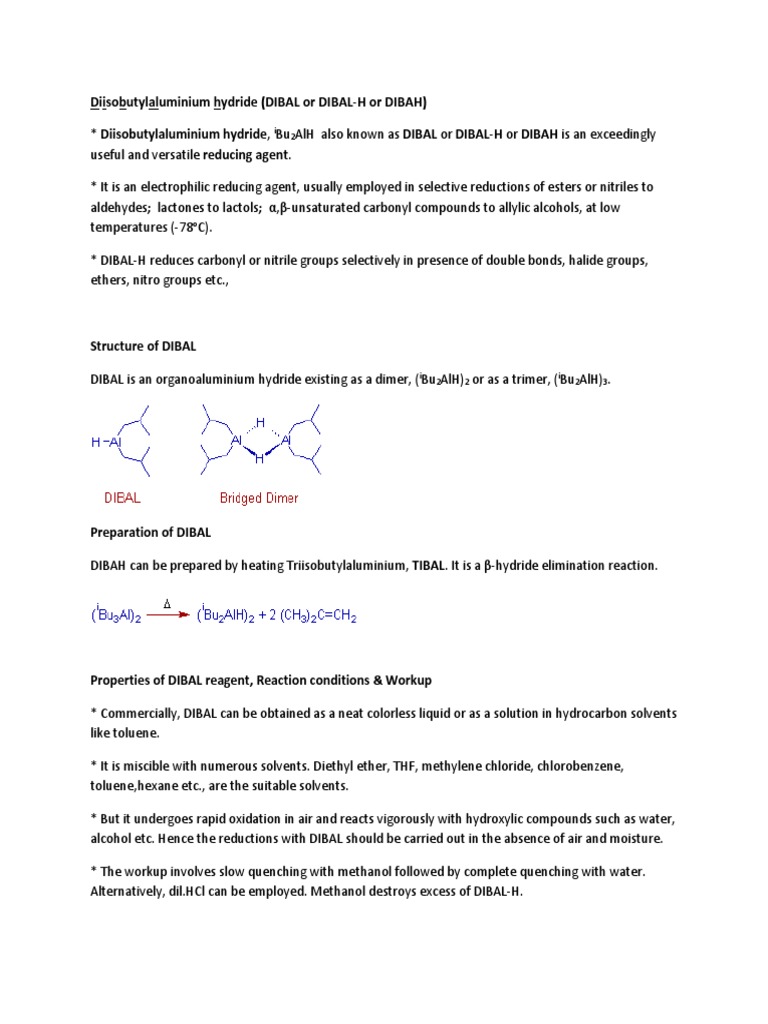 Dibal H | PDF | Ester | Aldehyde