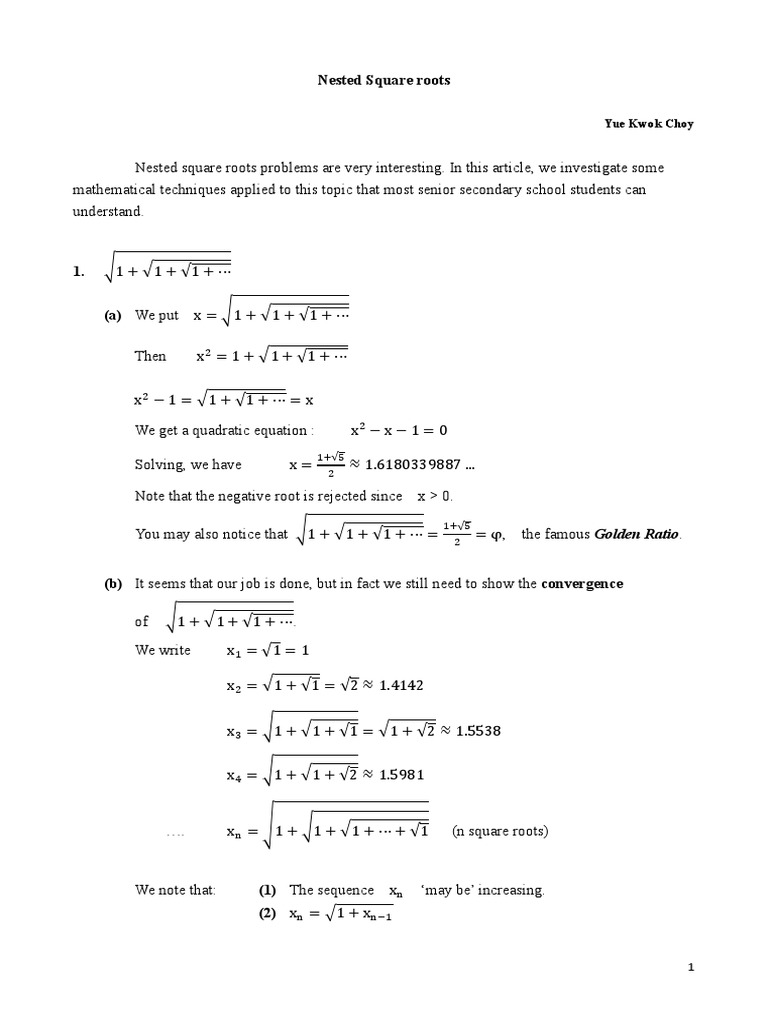 Square Root Pdf Pdf Mathematical Proof Square Root
