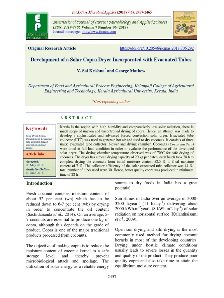 Development of A Solar Copra Dryer Incorporated With Evacuated Tubes ...