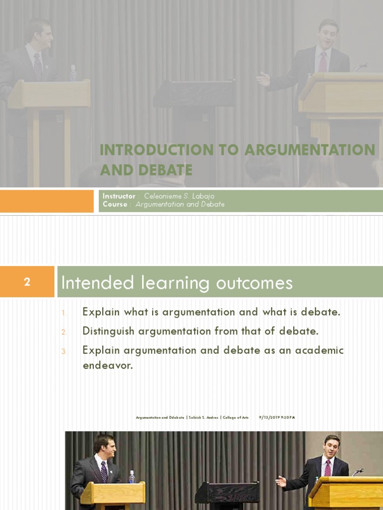 Intro Argumentation Debate | PDF | Argumentation Theory | Attitude ...