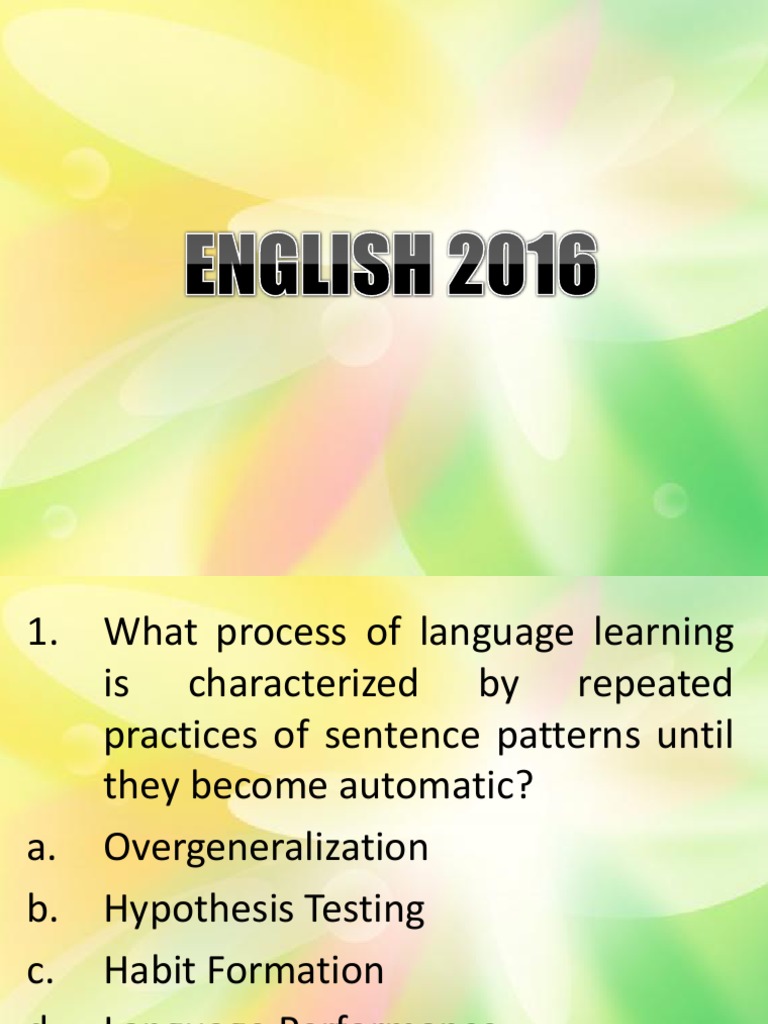 English LET 2016 1 | PDF | Poetry | Verb
