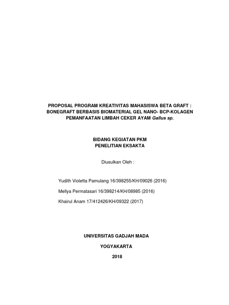 Proposal - Beta Graft - Bonegraft Berbasis Biomaterial Gel Nano-Bcp ...