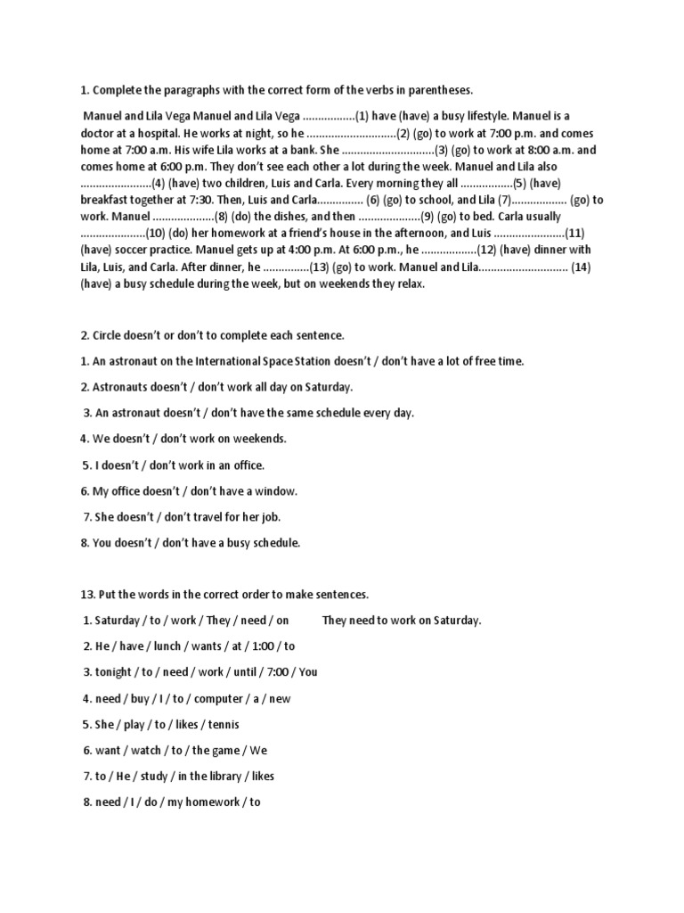 8 Complete The Paragraphs With The Correct Form of The Verbs in ...