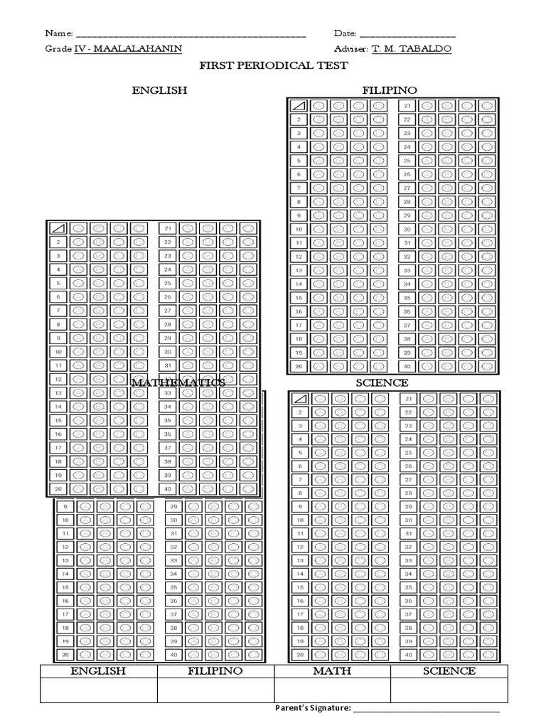 Grade IV Periodical Test Template | PDF