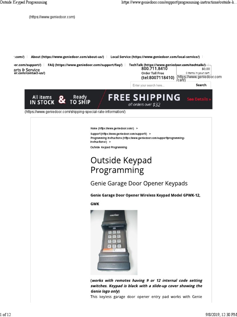 Instructions/) Outside Keypad Programming | PDF | Personal ...