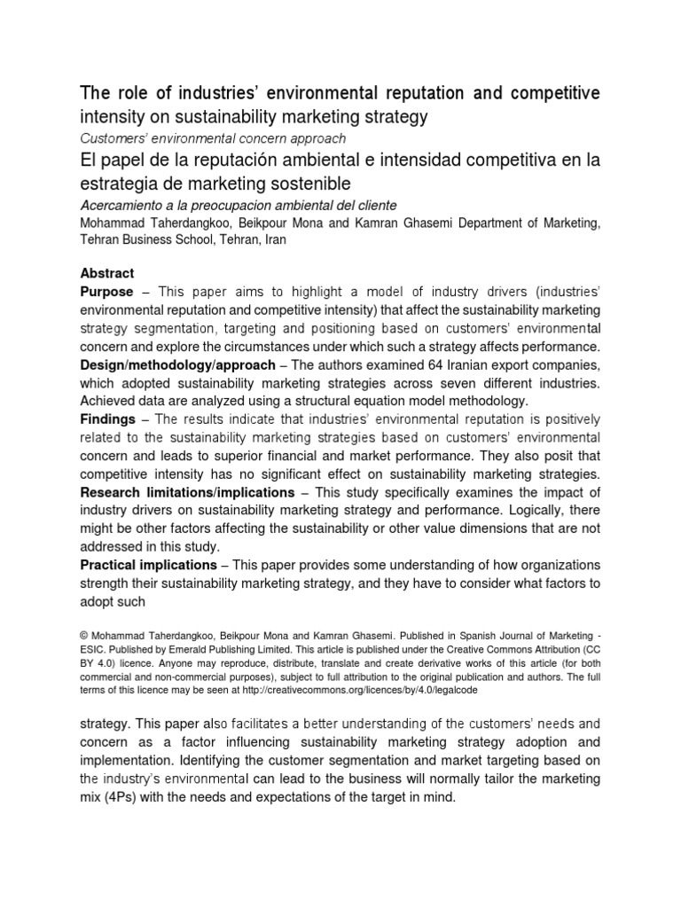 Customers' Environmental Concern Approach: Purpose | PDF | Marketing ...