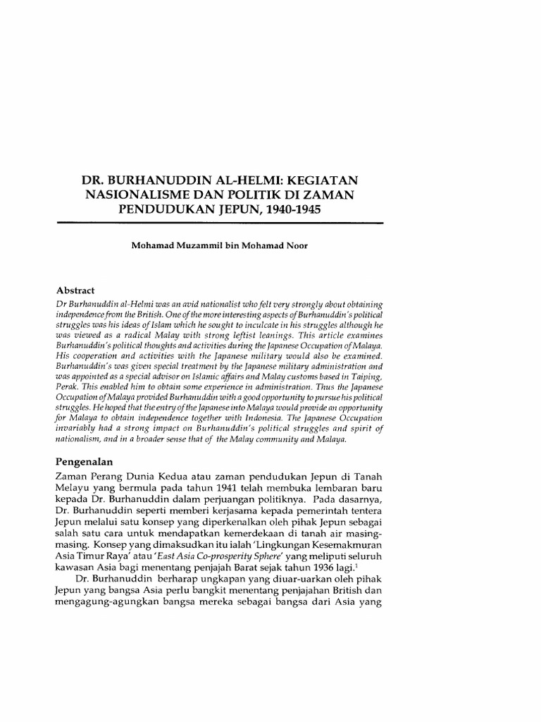 Dr. Burhanuddin Al-Helmi: Kegiatan Nasionalisme Dan Politik Di Zaman ...