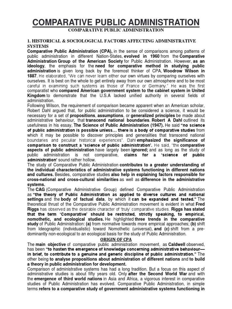 Comparative Public Administration Compar | PDF | Public Administration ...