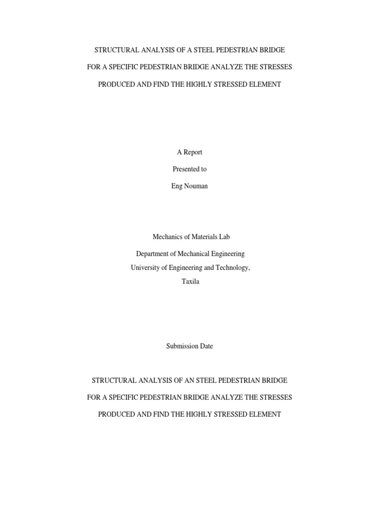 Pedestrian Bridge Stress Analysis | Download Free PDF | Deformation ...