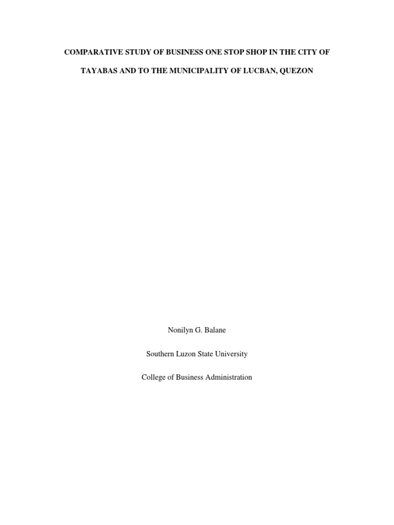 Comparative Study of Business One Stop Shop in The City of Tayabas and ...
