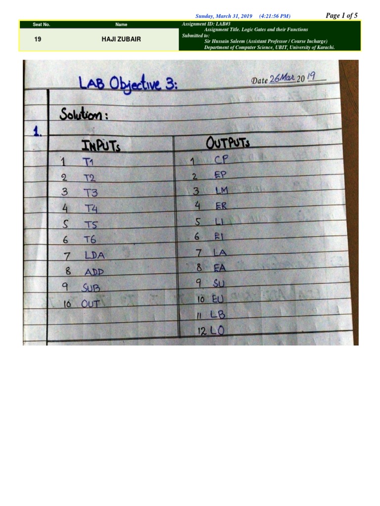 Logic Gates Functions Report | PDF