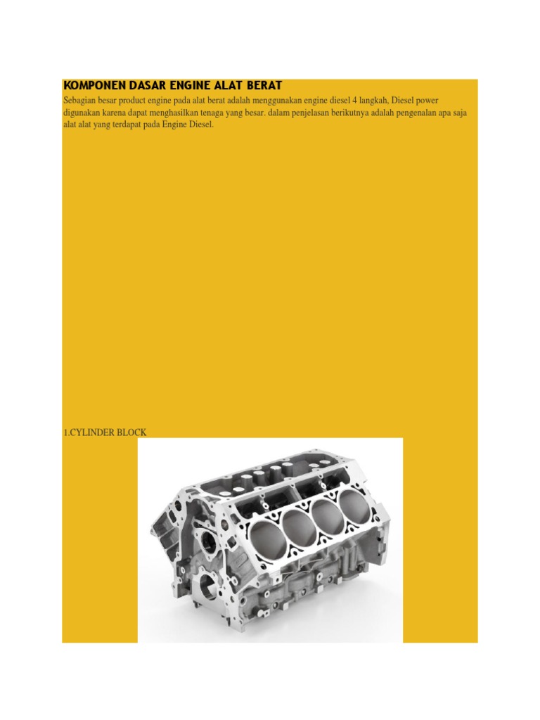 Komponen Dasar Engine Alat Berat | PDF
