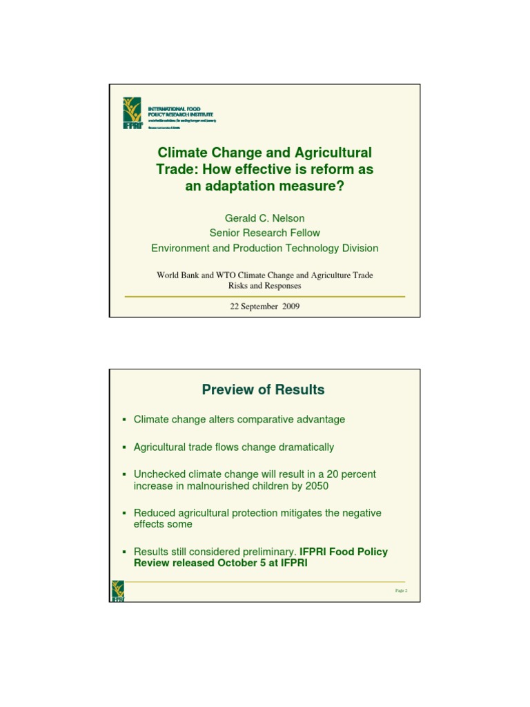 Climate Change's Impact on Agriculture Trade | PDF | Developing Country ...