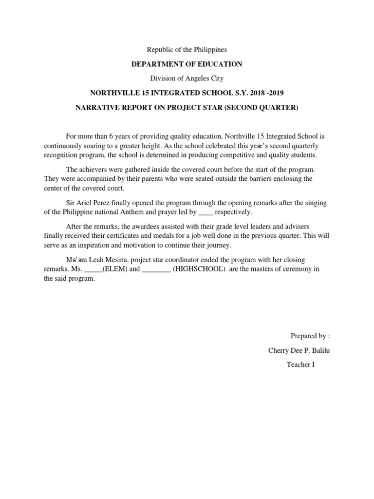 Project Star (Narrative Report) | PDF | Behavior Modification | Schools