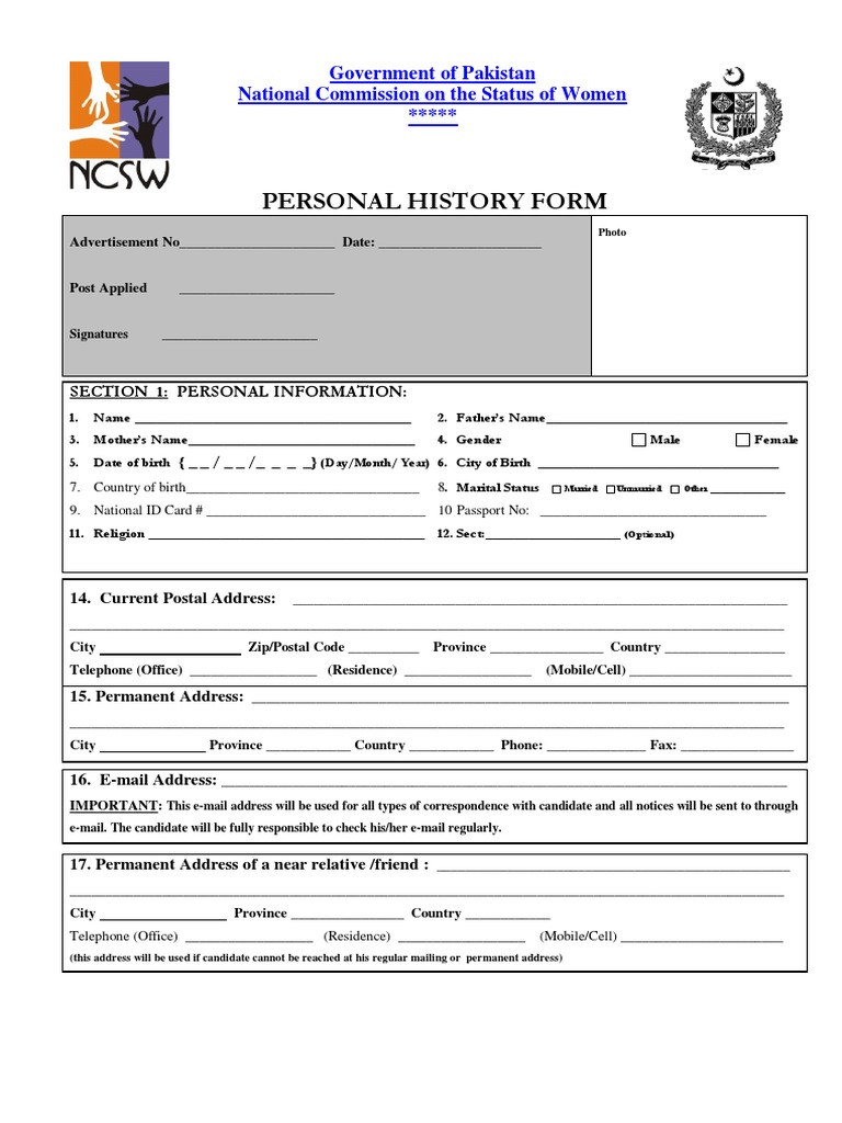 Government Job Application Form | PDF | Mail | Employment