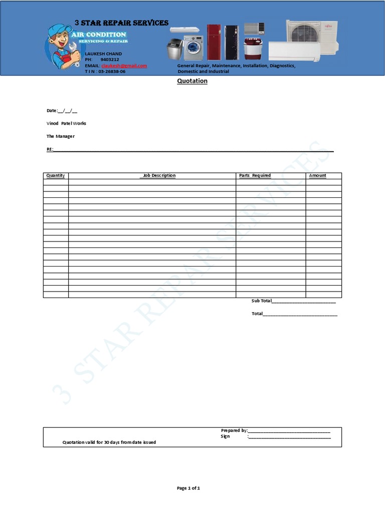 3 Star Repair Services Quotation | PDF
