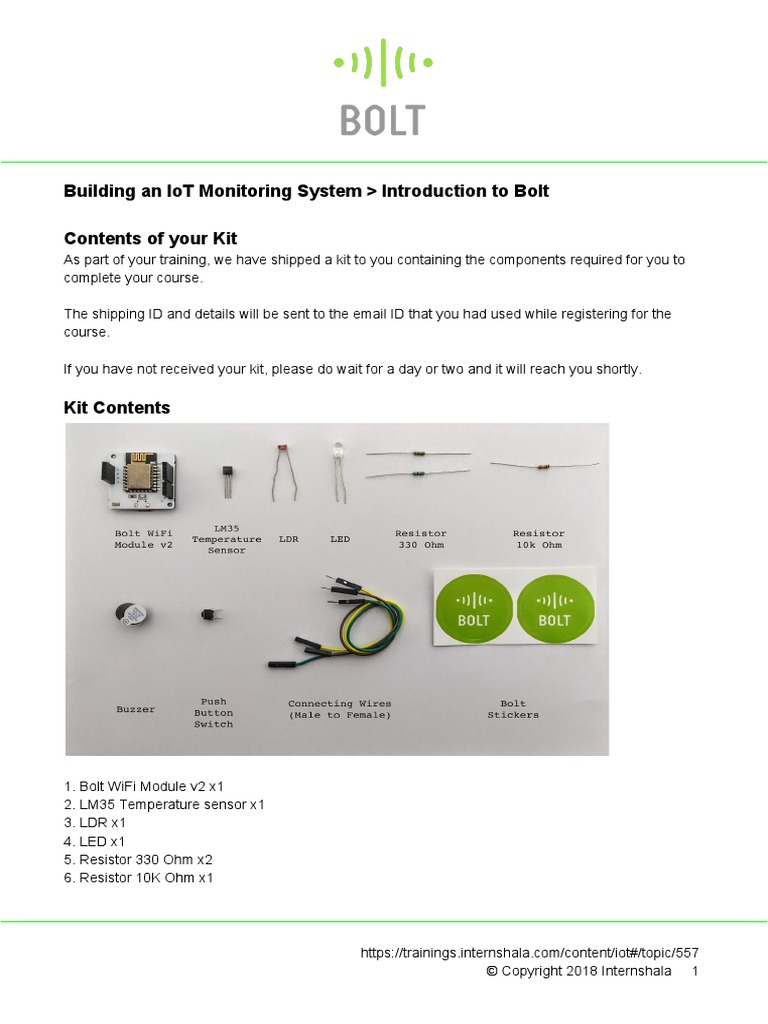Building An Iot Monitoring System Introduction To Bolt Contents of Your ...