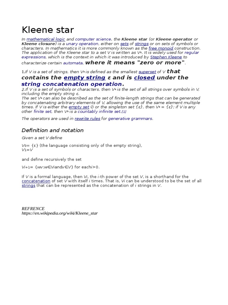 Understanding Kleene Star in Formal Languages | PDF | Language Arts ...