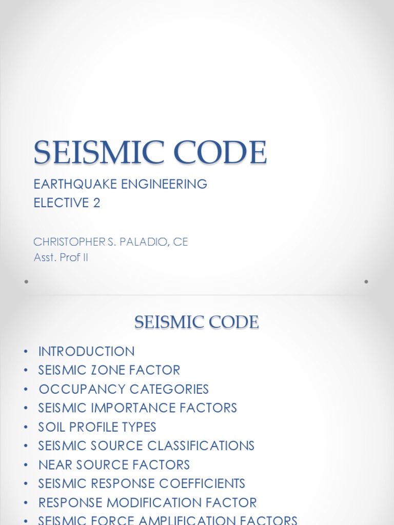 Seismic Code: Earthquake Engineering Elective 2 | PDF | Soil | Seismology