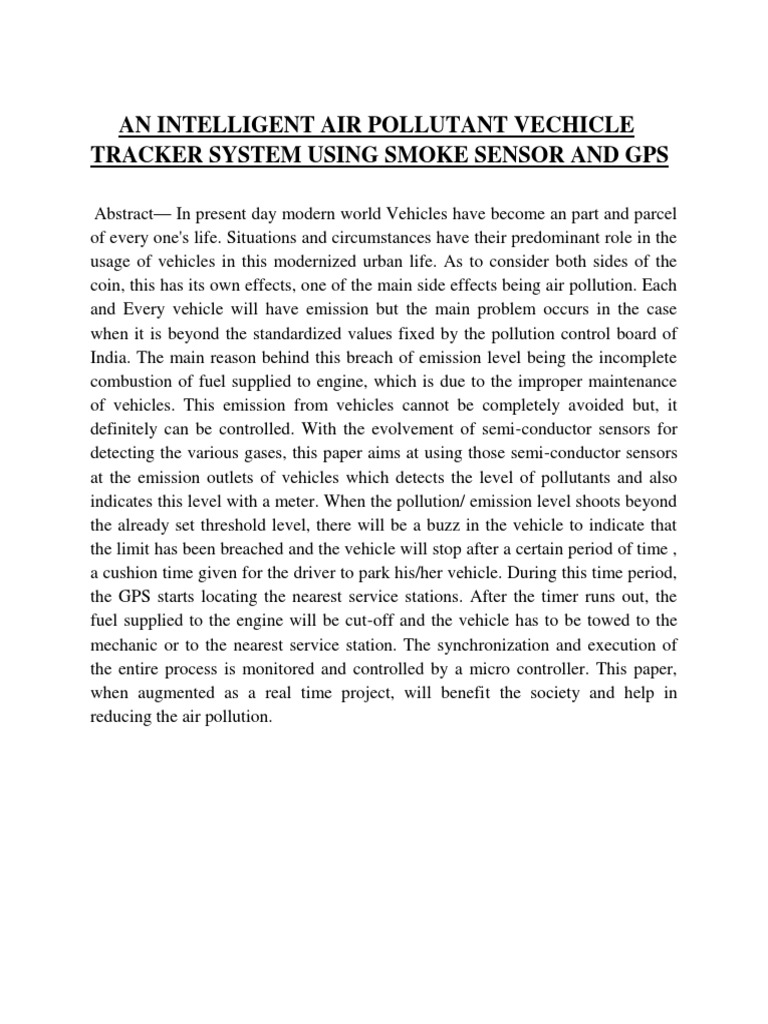 Air Polutant Vehicle Tracking System | PDF | Raspberry Pi | Air Pollution