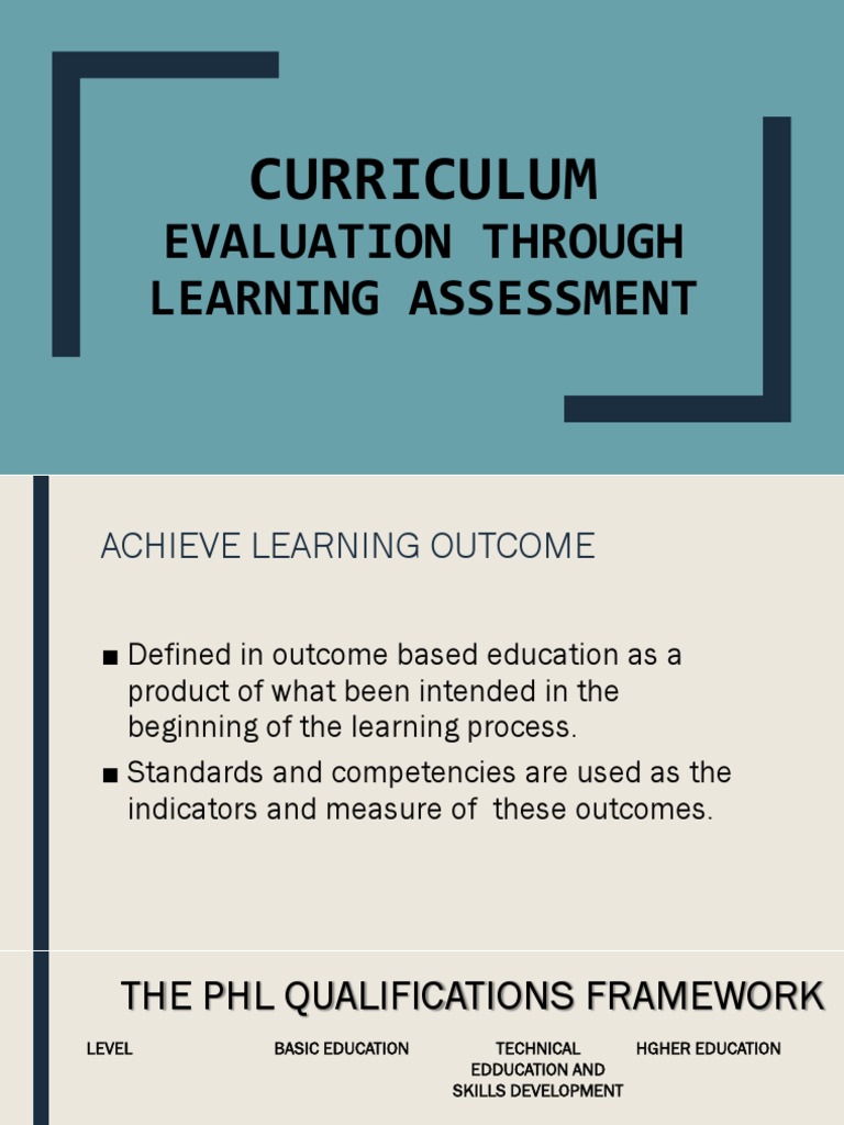 Curriculum Evaluation Through Learning Assessment | PDF | Competence ...