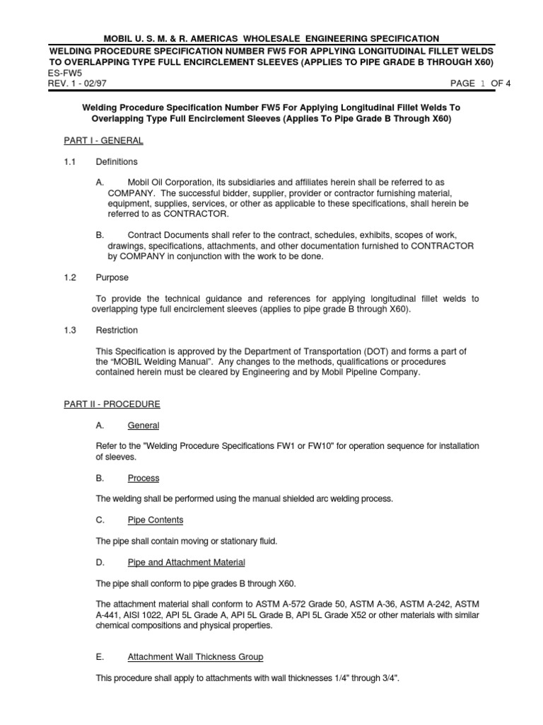 FW5 WPS Longitudional Fillet Welds For Overlapping | PDF | Welding ...