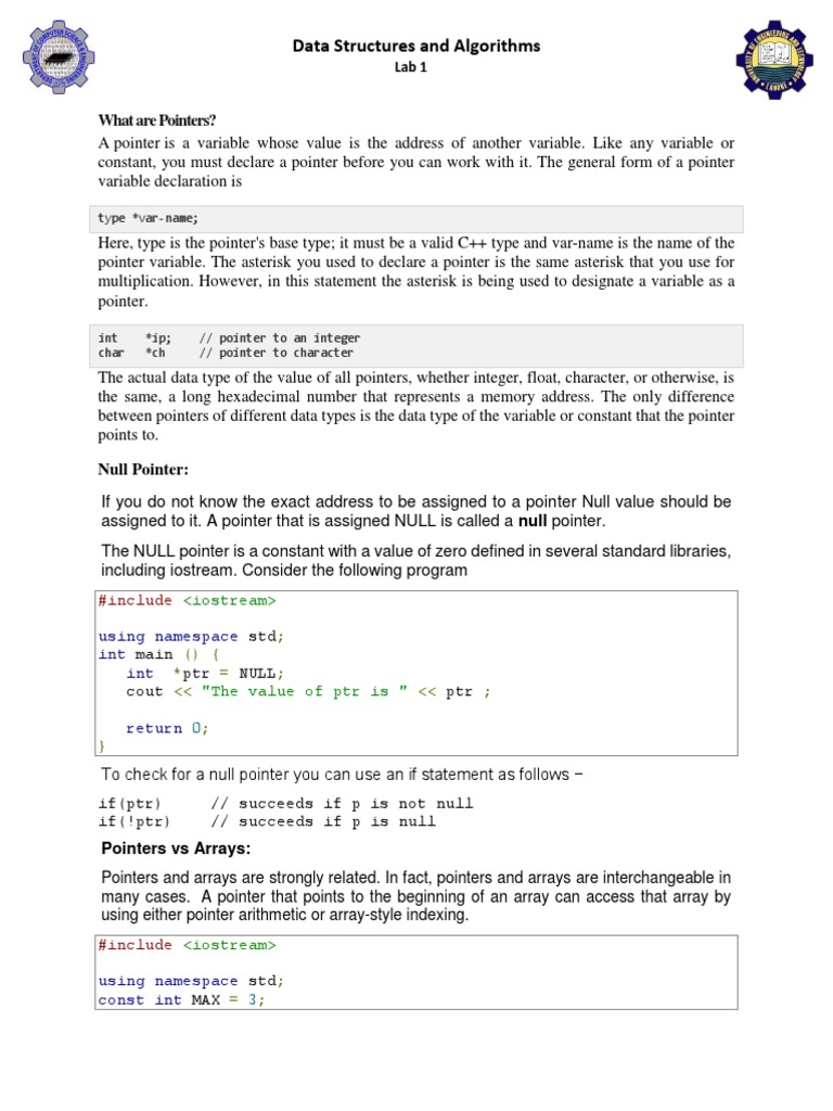 Dsa Lab1 Download Free Pdf Pointer Computer Programming Data Type 