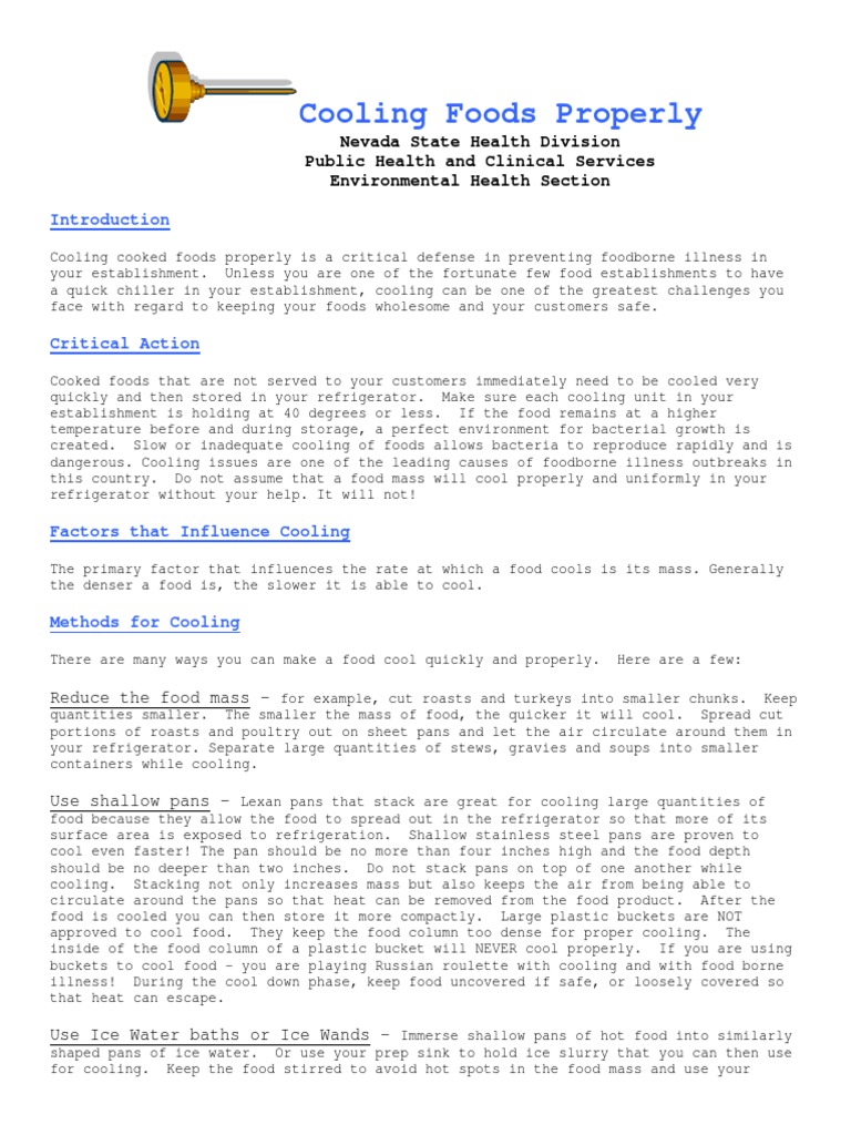Cooling Instruction Handout | PDF | Roasting | Refrigerator