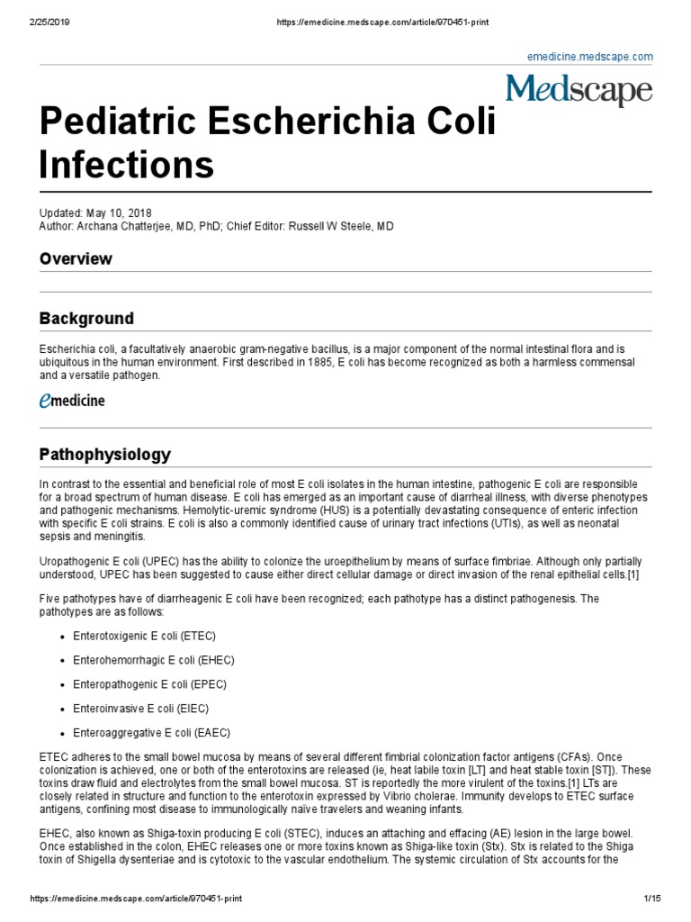 Pediatric Escherichia Coli Infections | PDF | Urinary Tract Infection ...