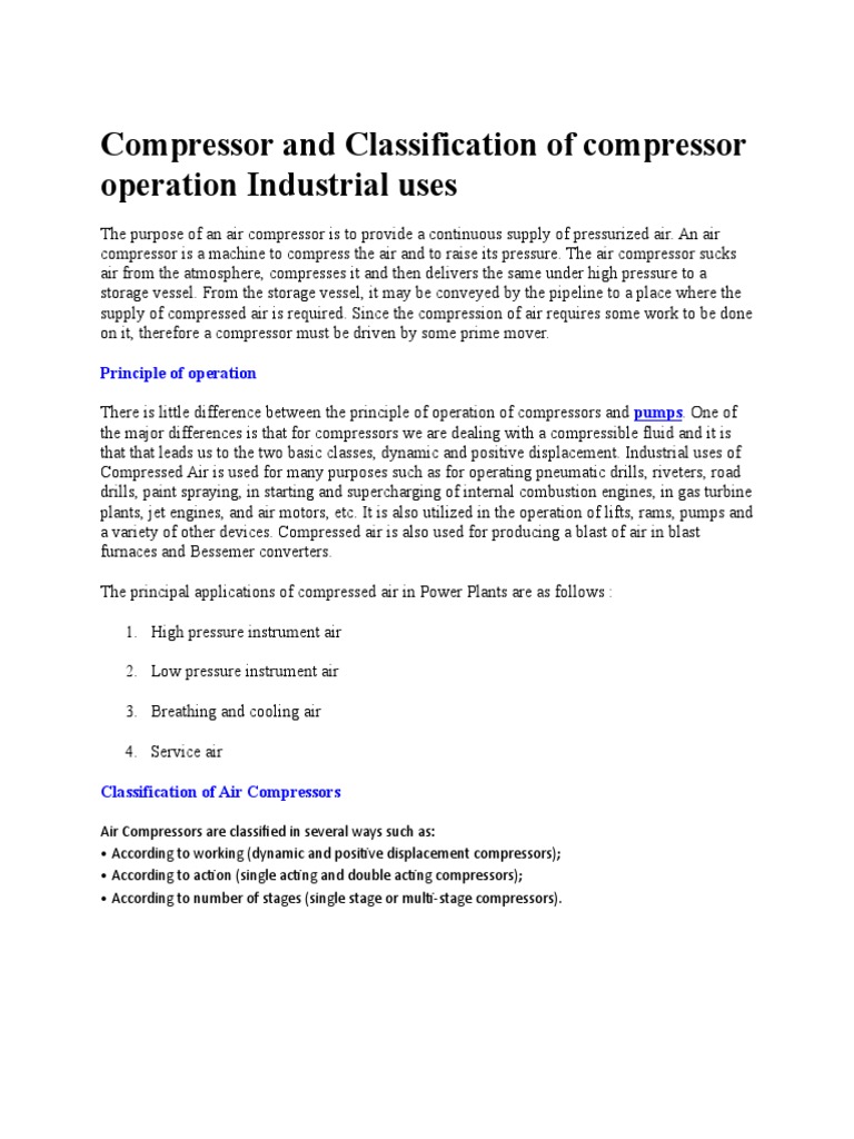 Air Compressor Types & Uses Guide | PDF | Pump | Transparent Materials