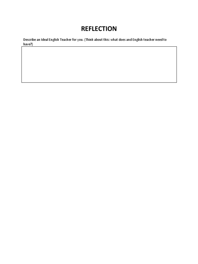 Ideal English Teacher Reflection Guide | PDF | Career & Growth